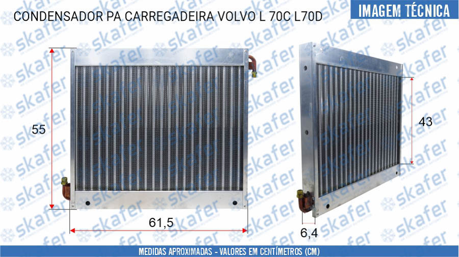 CONDENSADOR VOLVO PÁ CARREGADEIRA L70C L70D 11104561 11115414 SKAFER ...