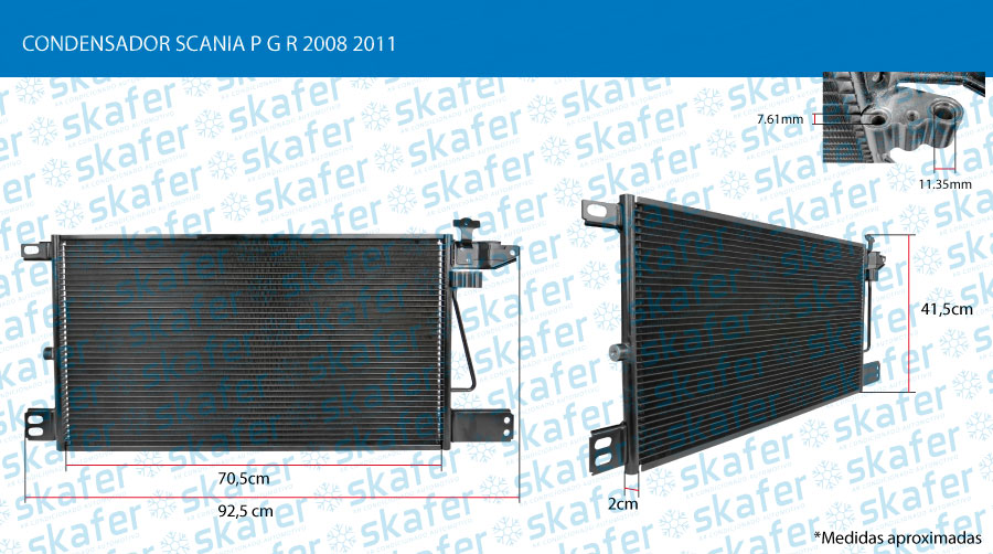 CONDENSADOR SCANIA CAMINHÃO SERIE P G R 2008 2009 2010 2011 1752264 ...